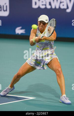 Iga Swiatek (POL) defeated Petra Kvitova (CZE) 6-3, 6-3, at the Miami ...