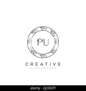 Initial PU logo template with modern frame. Minimalist PU letter logo ...