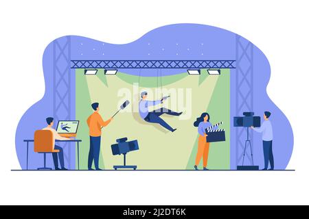 Shooting team filming action scene with stunt Stock Vector Image & Art ...