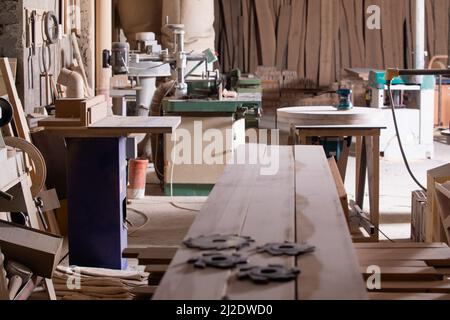 Modern carpentry shop for the manufacture wooden furniture Stock Photo ...