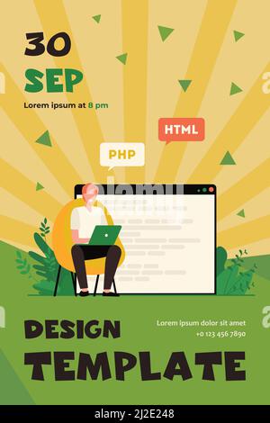 Developer writing code for website. Laptop, computer, designer flat ...