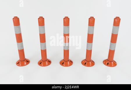 Traffic cylinder barrier sign danger warning, isolated, set. 3D ...