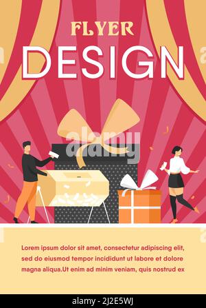 Lottery winners with raffle drum and gift boxes Stock Vector Image ...