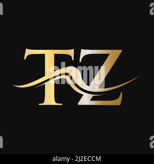 TZ T Z Swoosh Letter Logo Design with Modern Yellow Swoosh Curved Lines ...