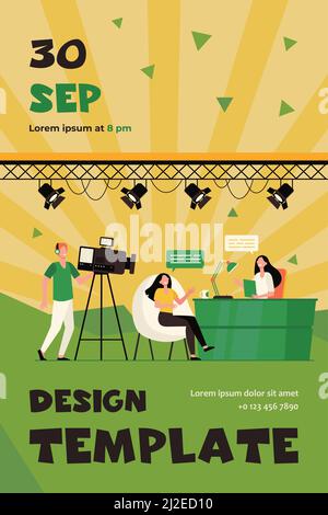 Talk show shooting in tv studio 3d isometric vector illustration Stock ...