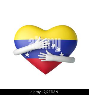 Venezuela flag and hand heart shape. Patriotic background. National ...
