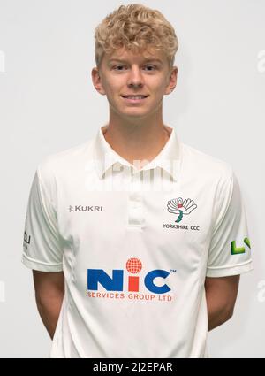 Yorkshire County Cricket Club's Will Luxton during a photocall at the ...