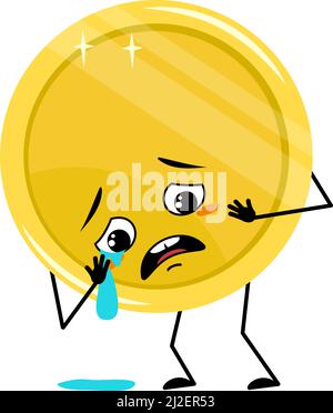 Crying gold coin cartoon character for payment Stock Vector Image & Art ...