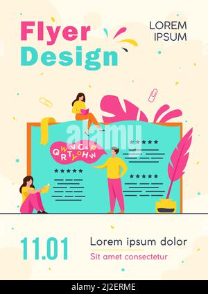 Tiny people reading and writing poetry or poem isolated flat vector ...