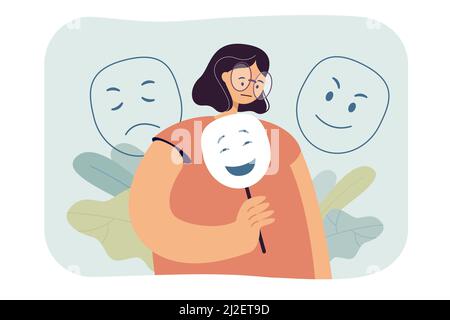 Sad woman hiding emotions under mask Stock Vector Image & Art - Alamy