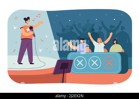 Singer Singing, Audience is Happy, Vector Cartoon Stick Figure ...