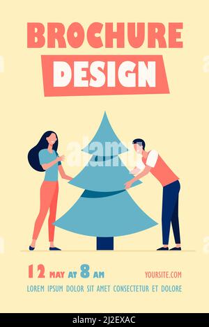 Xmas party preparing flat vector brochure template Stock Vector Image ...