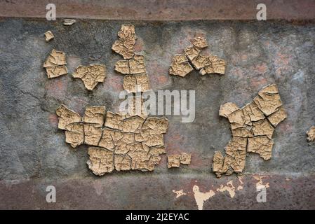 Flaking thick paint layers on a mausoleum in Norwood's overgrown ...