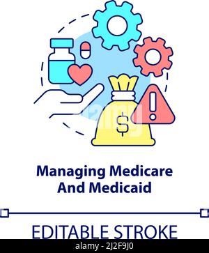 Medicare, medicaid and health care system structure vector banner icons ...