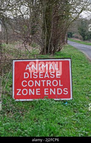 Animal Disease Control Area sign in Wensleydale, part of the Avian Flu ...
