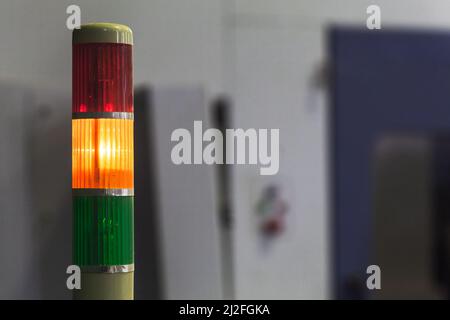 Warning light alarm for machine working. Status lamp of the machine in ...