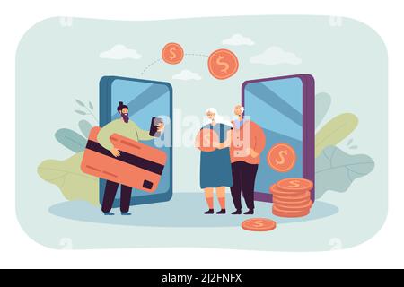 Remittance and money transfer between relatives. Flat vector ...