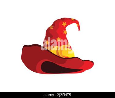Red Wizard Hat with Stars Symbol Included Illustration Stock Vector ...