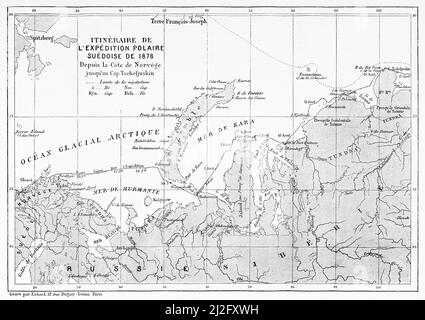 Map of the itinerary of the Swedish polar expedition of 1878, from the ...