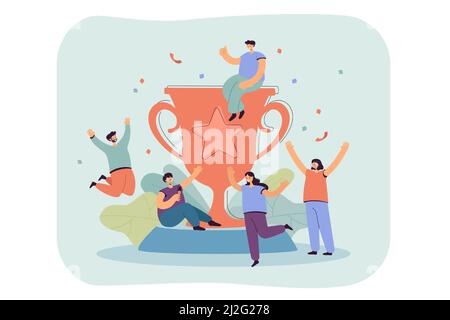 Tiny happy winners near big golden cup Stock Vector Image & Art - Alamy