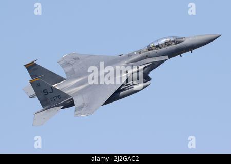 4th Fighter Wing F-15E overshooting the runway at RAF Lakenheath Stock ...