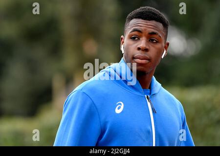 Italian track and field sprinters Chituru Ali and Giovanni Galbieri ...