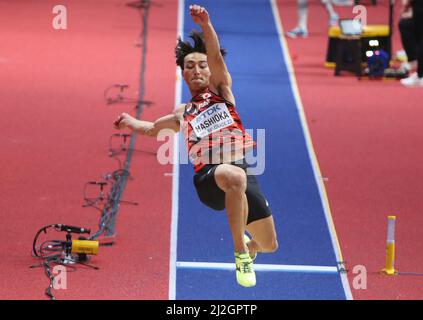 Yuki Hashioka in the long jump at the Doha 2019 World Athletics ...