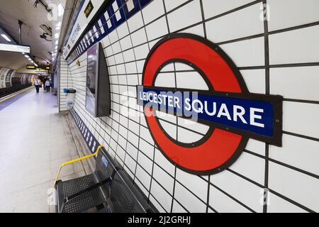 Leicester Square Tube Station Platform London UK Stock Photo - Alamy
