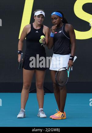 Coco Gauff, Catherine McNally (USA) celebrate victory in round 2 women ...
