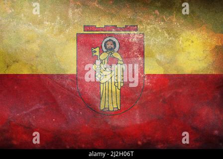 Top view of flag of Trier . Federal Republic of Germany. no flagpole ...