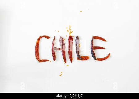 The word chilli spelled out on a white background Stock Photo - Alamy