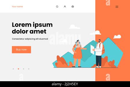 Couple plotting rout for hiking. Couple of hikers with map thinking ...