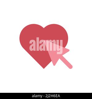Cursor icon click on the heart icon. The arrow points to the heart icon ...