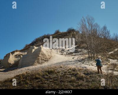 Protected sand hill Sandberg and photographer, Slovakia Stock Photo - Alamy