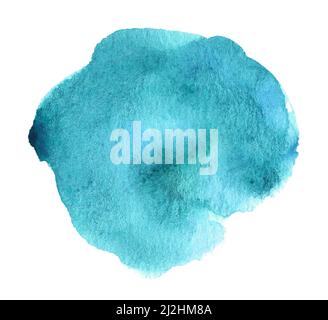 Abstract turquoise watercolor shape as a background isolated on white ...