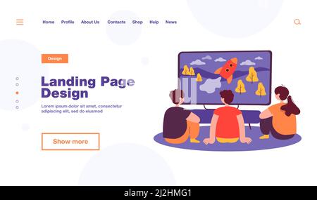 Back view of kids watching TV show Stock Vector Image & Art - Alamy