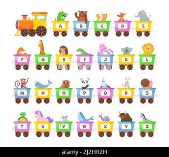 English Alphabet car transport. ABC print. Cartoon Stock Vector Image ...