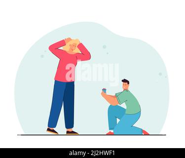 Cartoon boyfriend proposing to girlfriend Stock Vector Image & Art - Alamy