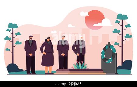 People at funeral ceremony illustration Stock Vector Image & Art - Alamy