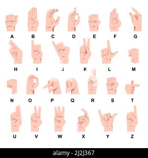Hand showing sign language alphabet vector illustration set Stock ...