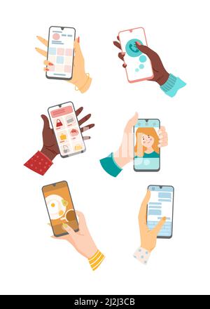 Posting photo isolated cartoon vector illustration. Teen girl taking ...