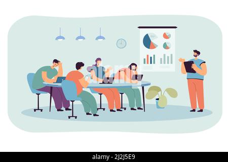 Office cartoon people listening to boring presentation Stock Vector ...