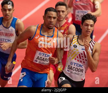 Terrence Agard NED and Jonathan Sacoor BEL competing the men’s 4x400m ...