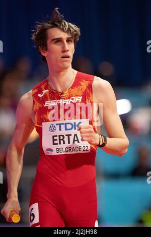 Bernat Erta SPA competing the men’s 4x400m relay on Day Two of the ...