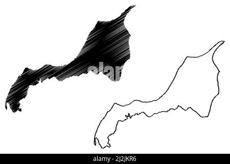 North Jutlandic island (Kingdom of Denmark) map vector illustration ...