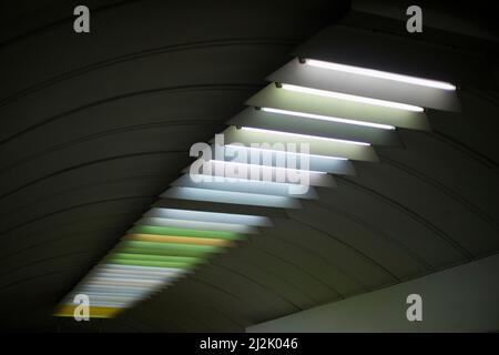 Light on ceiling. Fluorescent lamps. Interior details Stock Photo - Alamy