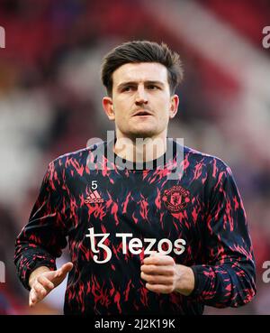 Harry Maguire of Manchester United warming up during the UEFA Europa ...