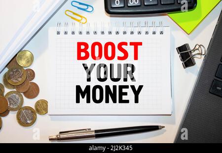 Handwriting text Boost Your Income. Concept meaning Increase your money ...