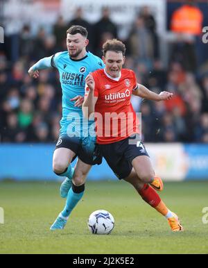 Kal Naismith (3) of Luton Town (right) celebrates after he scores his ...