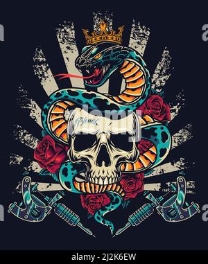 Skull in roses crown, vector illustration Stock Vector Image & Art - Alamy